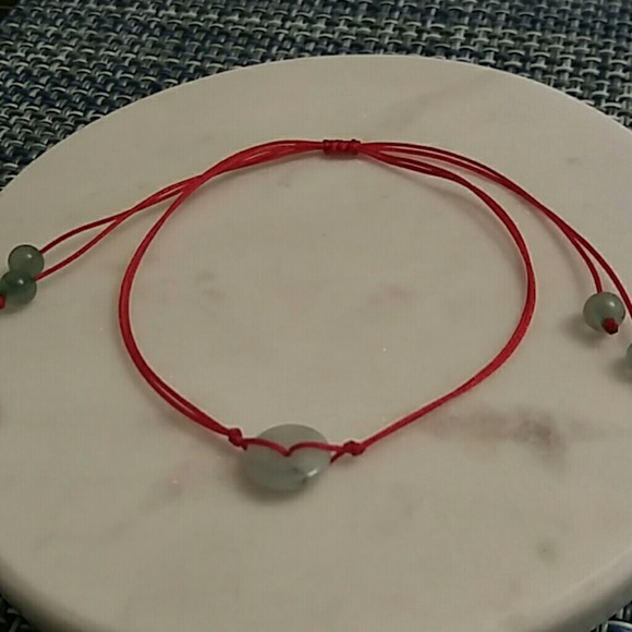 Handmade | Jewelry | Natural Jadeite Jade Donut Red String Bracelet ...